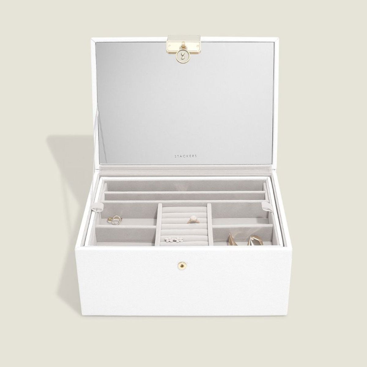 White Luxury Classic Jewellery Box Set - Stackers